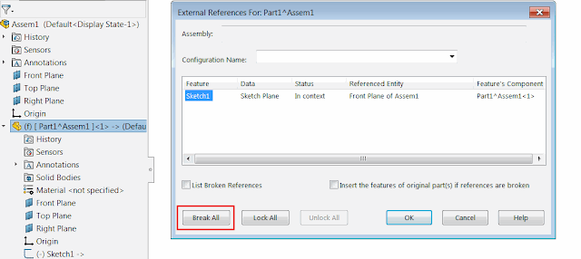 SOLIDWORKS Macro To Break Lock Or Unlock All External References For Files And Components